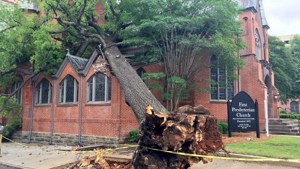 Fallen tree damages roof of historic Birmingham church | WBMA
